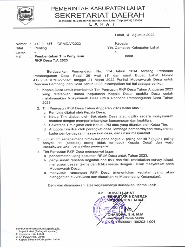 337 Pembentukan Tim Penyusun RKP Desa | PDF
