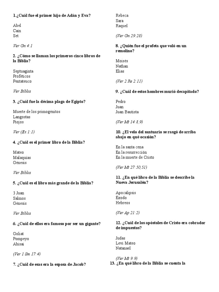 Preguntas y Respuestas Biblicas Faciles | PDF | Biblia | Jesús
