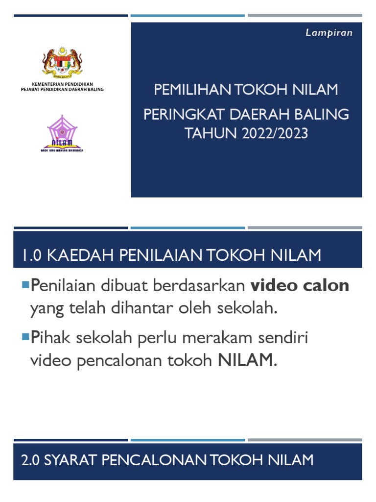 Lampiran Syarat Pertandingan Tokoh Nilam 2022 - 2023 | PDF