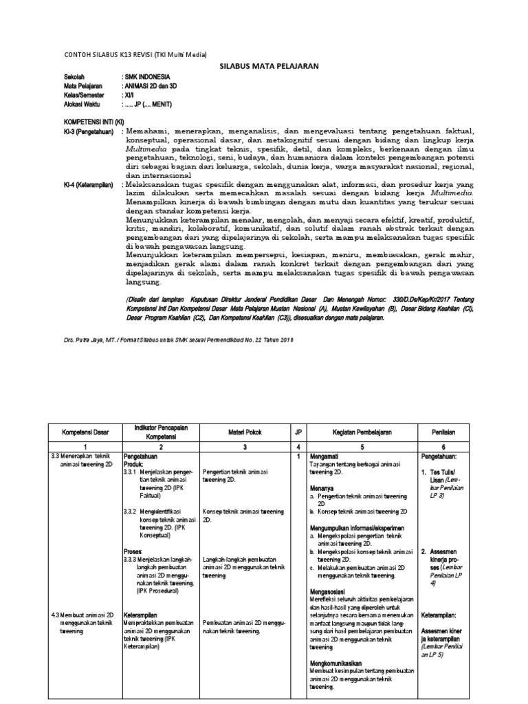 Contoh Silabus K13 Revisi | PDF | Komputer