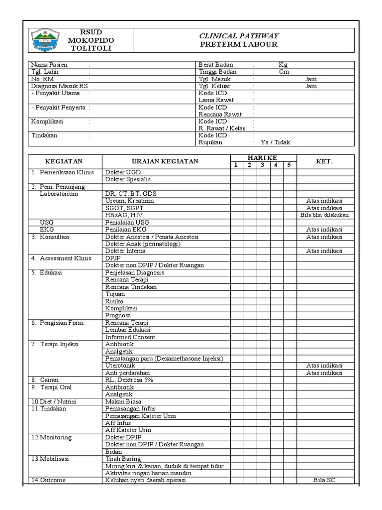 Clinical Pathway Preterm Labour | PDF