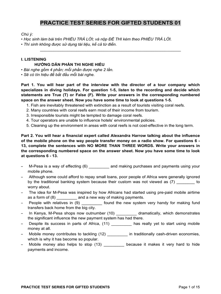 1. Practice Test for Gifted Students | PDF | Television | Clock