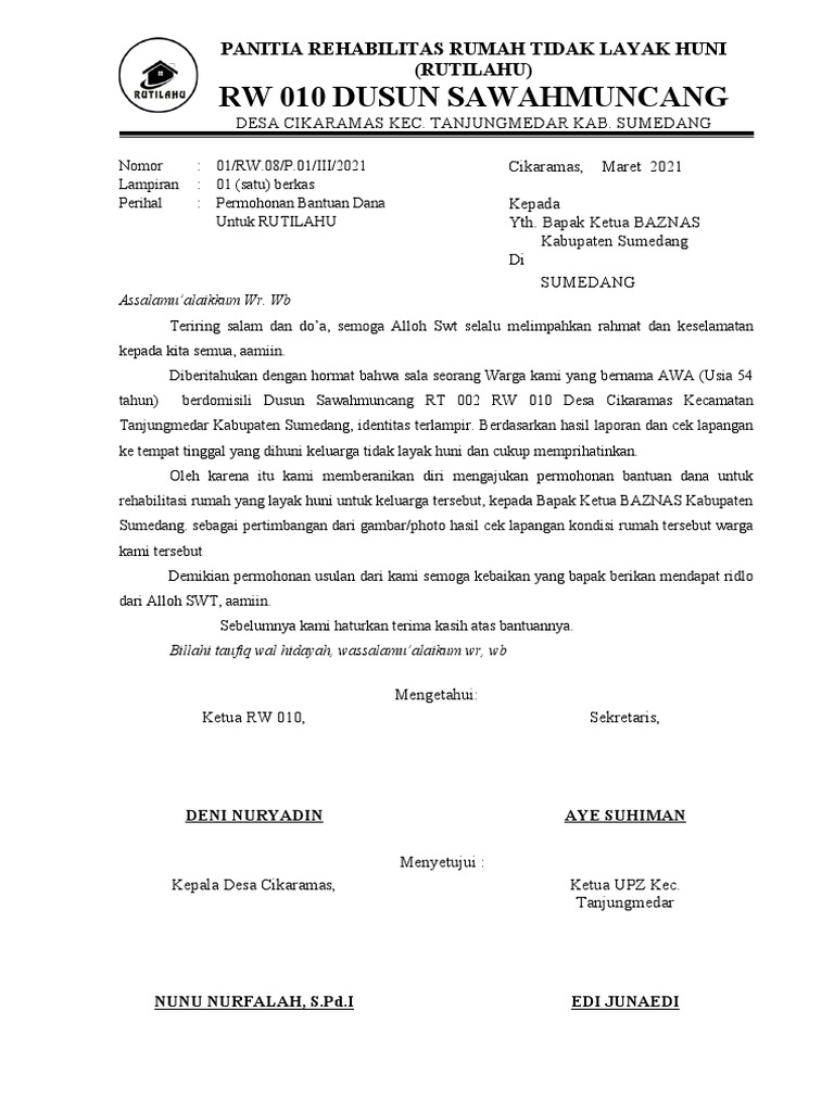 Usulan Dana Rehabilitasi Rutilahu 2021 | PDF