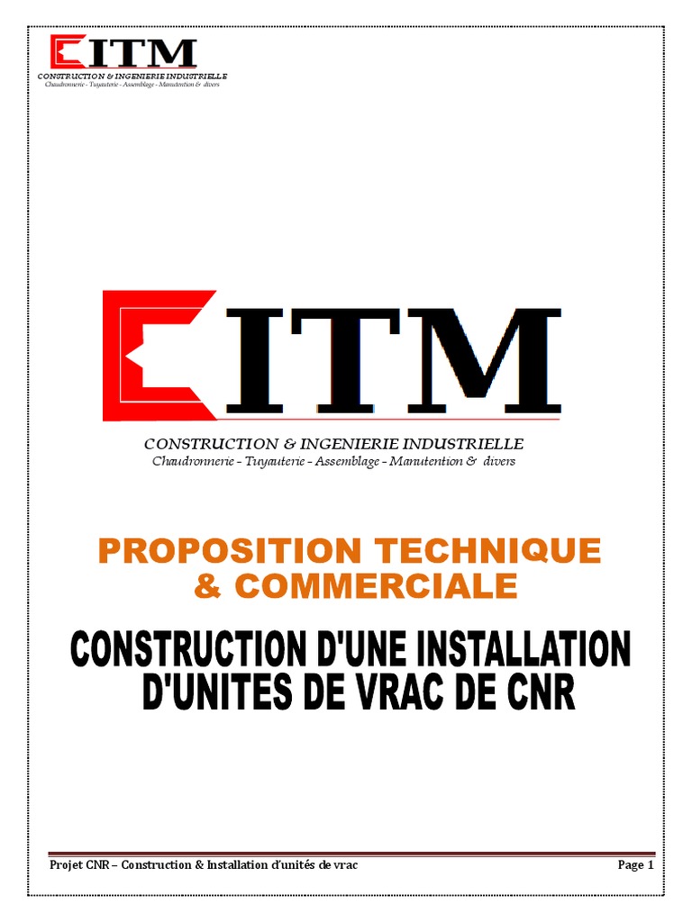 CITM - Offre Technique & Commerciale | PDF | Ingénieur industriel | Processus d'affaires