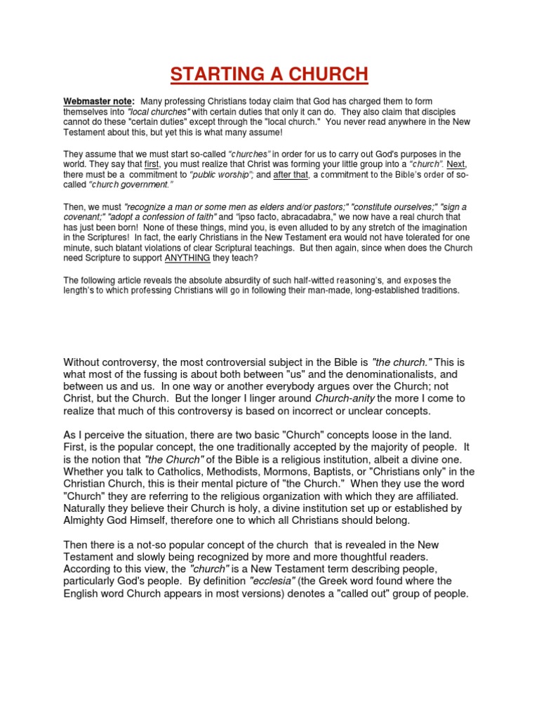 Starting A Church | PDF | Christian Church | Eucharist