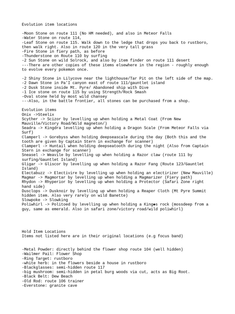 Useful Item Locations | PDF