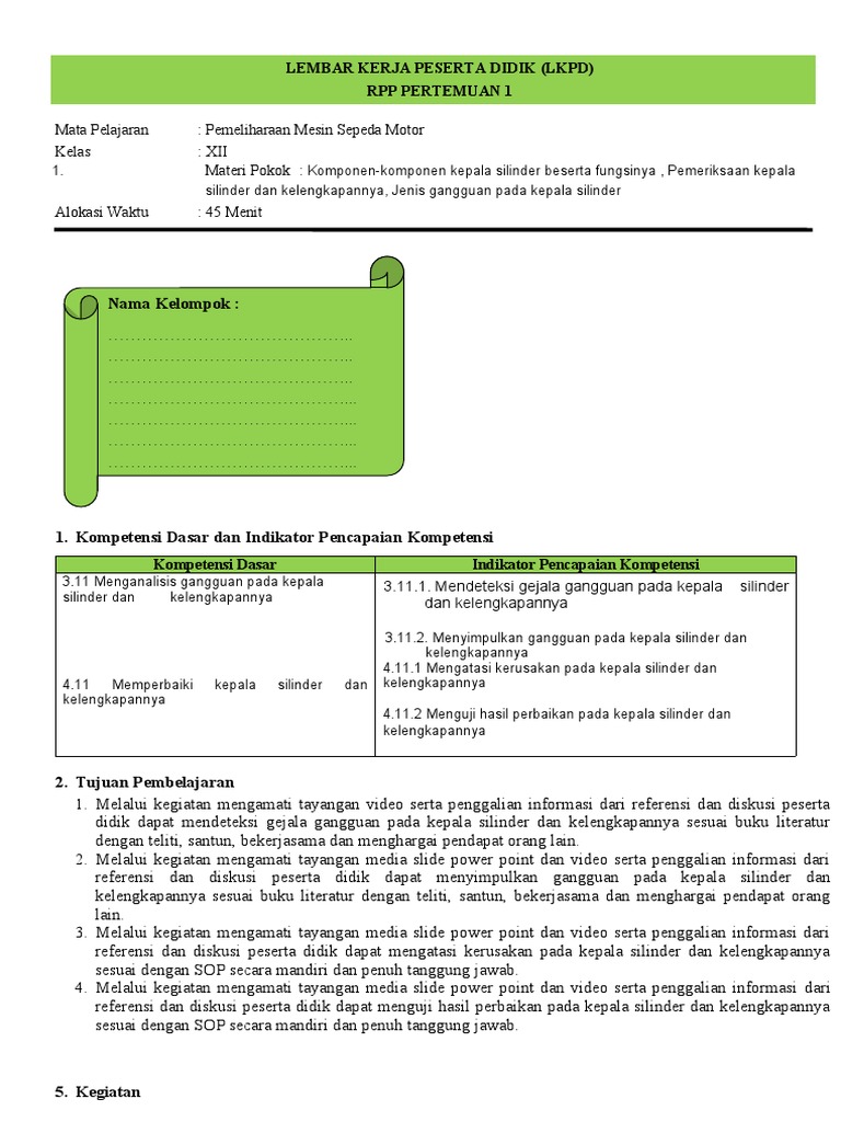 LKPD Kepala Silinder 3.11 | PDF | Teknologi & Rekayasa