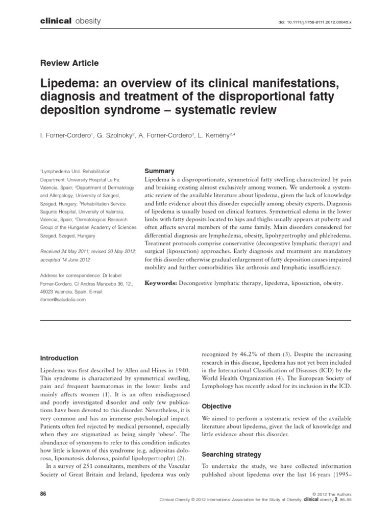 Lipedema An Overview of Its Clinical Manifestations | PDF | Vascular ...