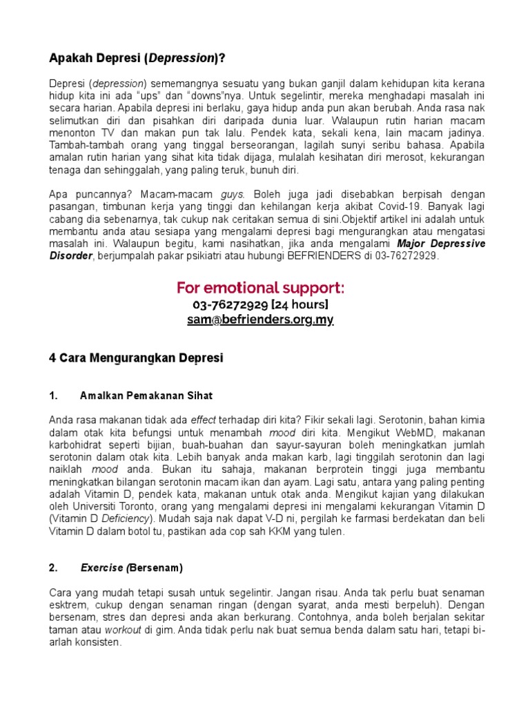 4 Cara Mengurangkan Depresi | PDF | Pengembangan Diri | Kesehatan Holistik