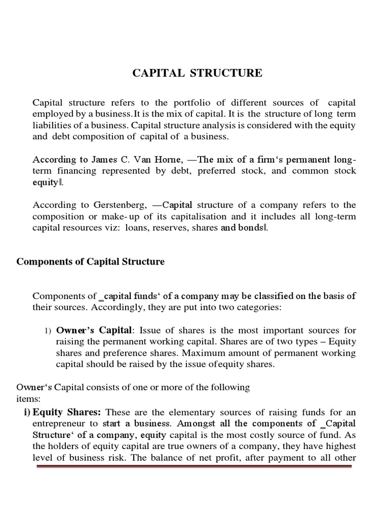 Capital Structure | PDF | Cost Of Capital | Loans