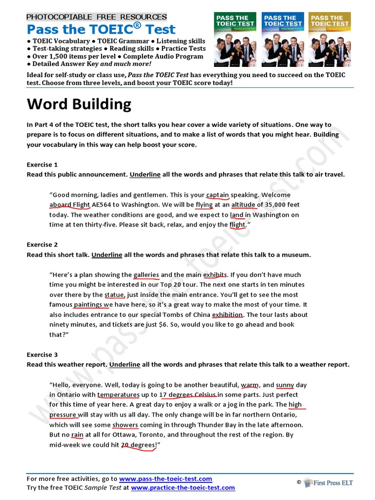 Word Building: Pass The TOEIC Test | PDF