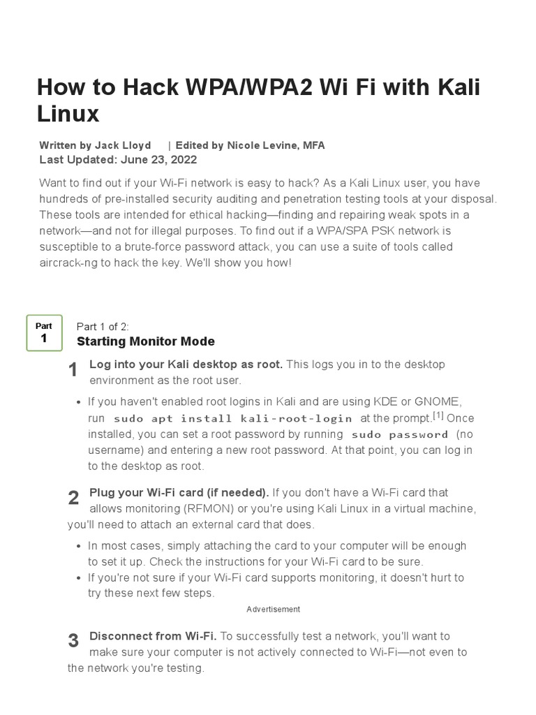 How To Hack WPA/WPA2 Wi Fi With Kali Linux: Last Updated: June 23, 2022 ...