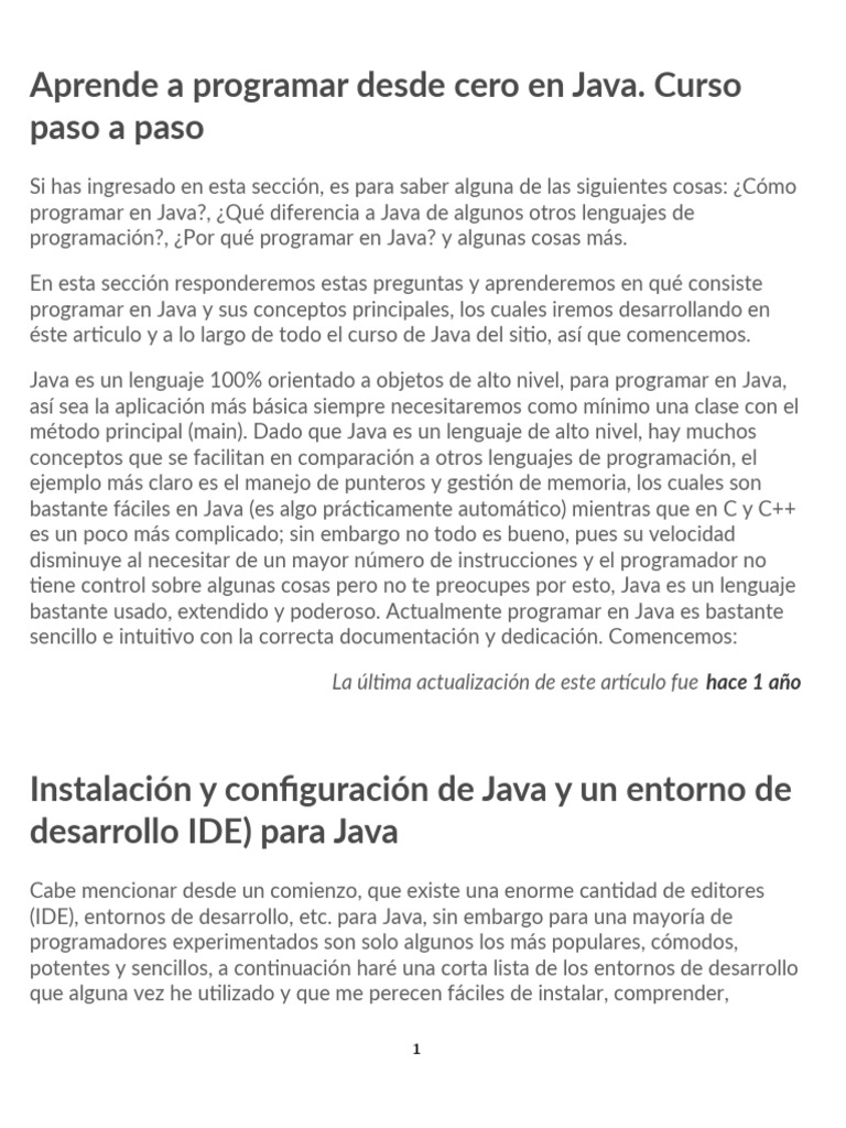 Aprende A Programar Desde Cero en Java | PDF | Java (lenguaje de ...