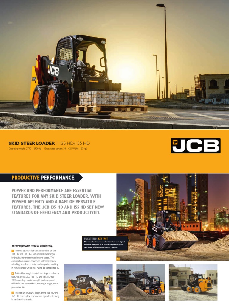 JCB R135 & R155-HD Skid Steer-New Brochure | PDF | Loader (Equipment ...