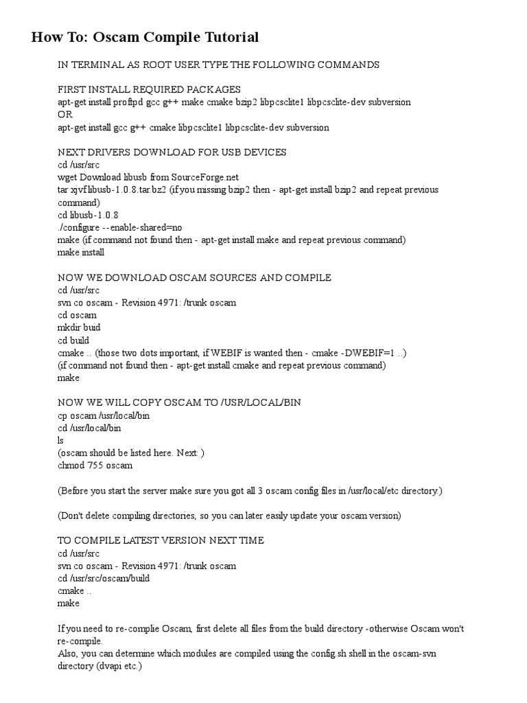 How To - Oscam Compile Tutorial | PDF | Computer Engineering | Software Development