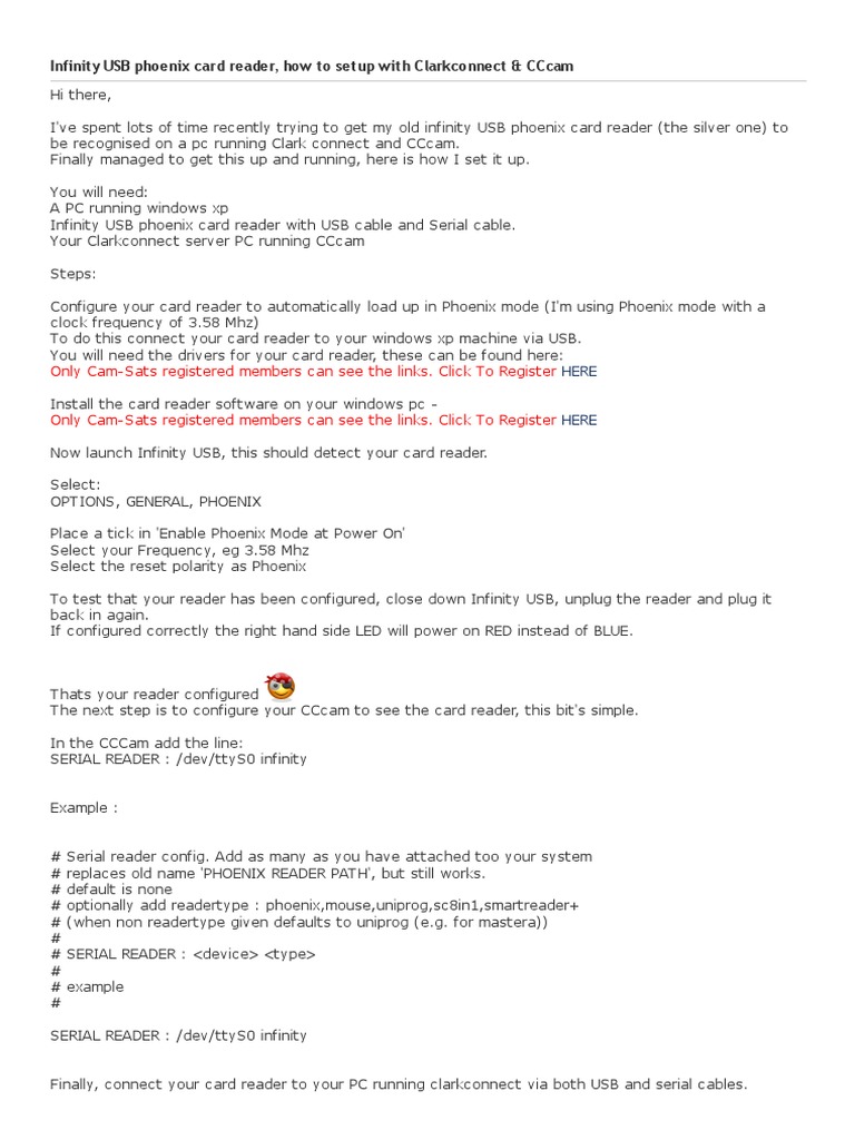 Infinity USB Phoenix Card Reader, How To Setup With Clarkconnect ...