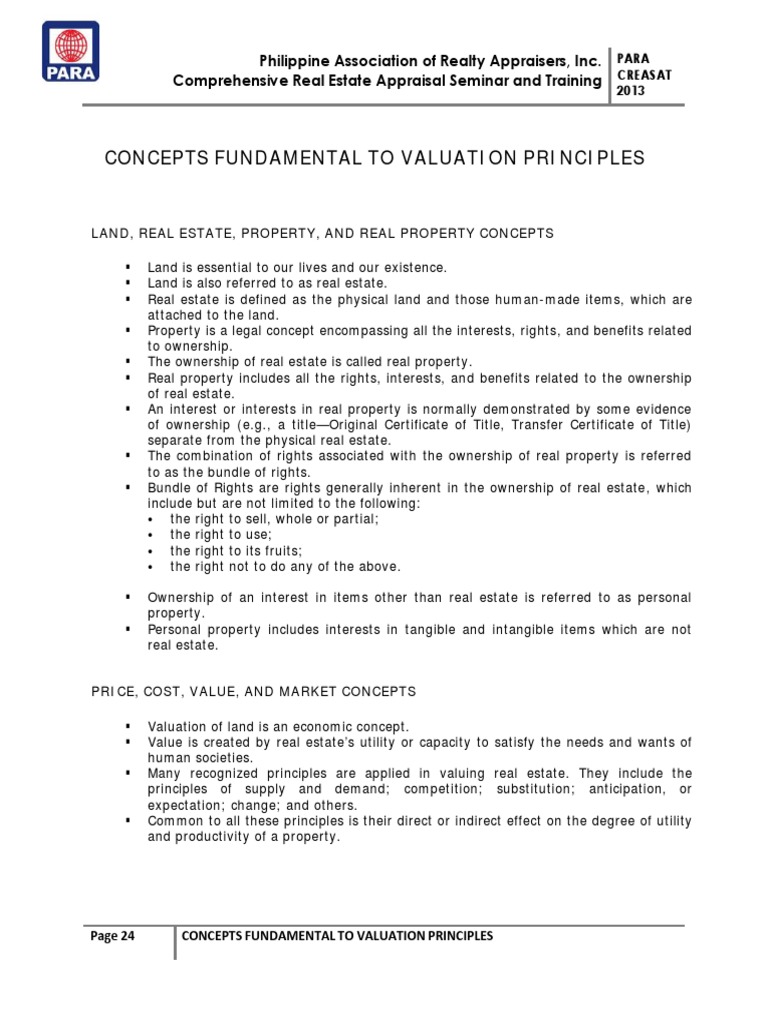 Concepts Fundamental To Valuation Principles | PDF | Real Estate ...