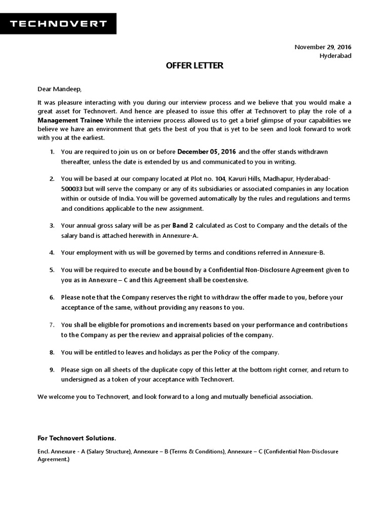 Akhilesh Rathore - Offer Letter | PDF | Assignment (Law) | Employment