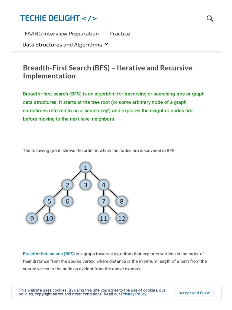 Breadth First Search Bfs Iterative And Recursive Implementation