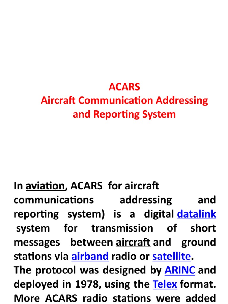 Acars Aircraft Communication Addressing and Reporting System | PDF ...