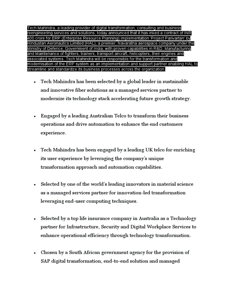 Tech Mahindra | PDF | Enterprise Resource Planning | Computing