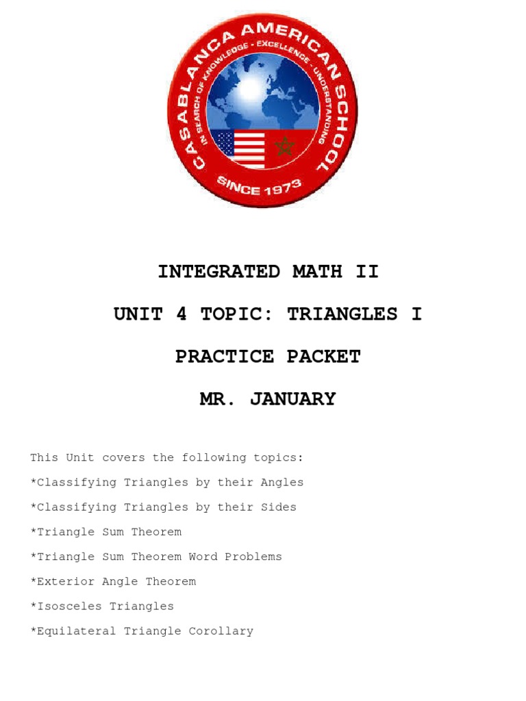 Practice Packet for Integrated Math II Unit 4 Topic 1: Classifying and ...