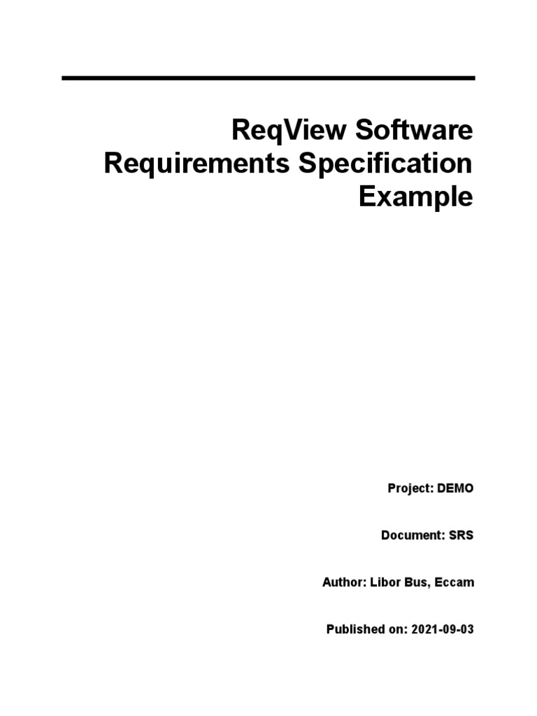 Reqview Software Requirements Specification Example: Project: Demo | PDF | Application Software ...