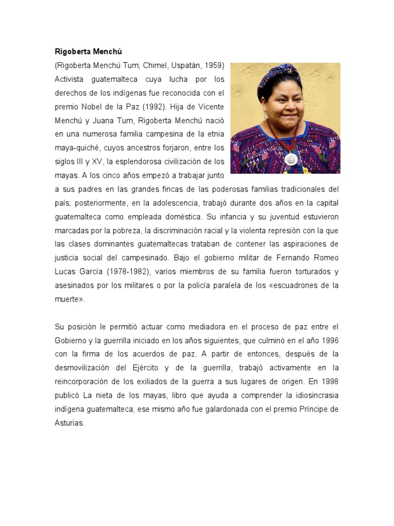 Rigoberta Menchú | PDF | el Monte Everest | Guatemala