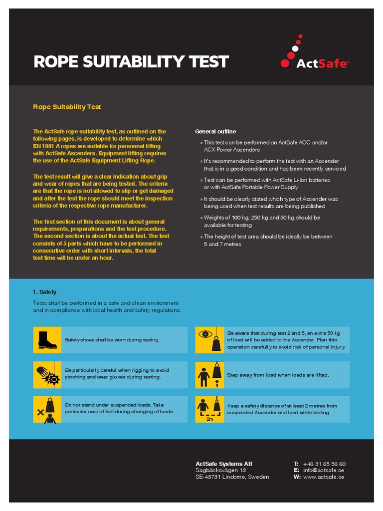 ActSafe Rope Suitability Testing Guide | PDF | Rope | Anchor