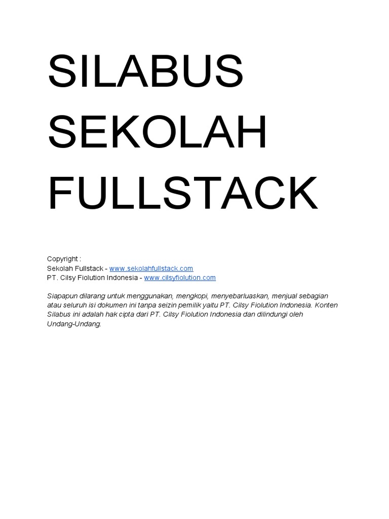 Silabus Sekolah Fullstack | PDF | Html | Java Script