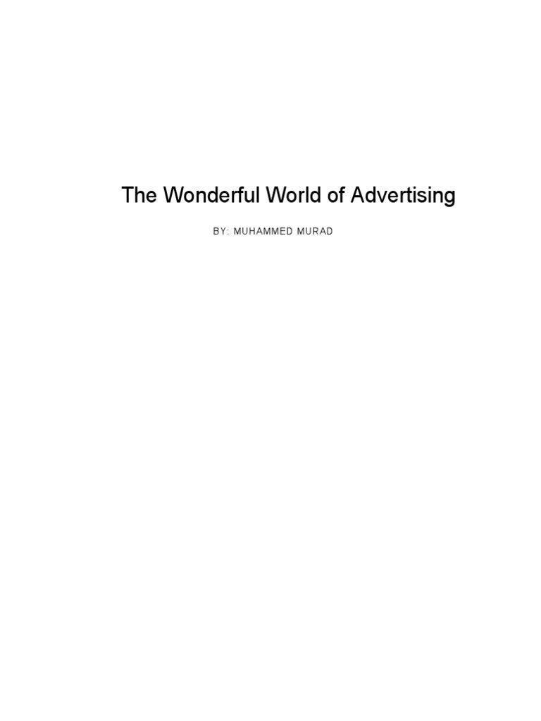 The Wonderful World of Advertising: By: Muhammed Murad | PDF ...