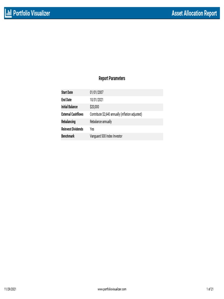 Portfolio Visualizer Asset Allocation Report | PDF | Asset Allocation ...