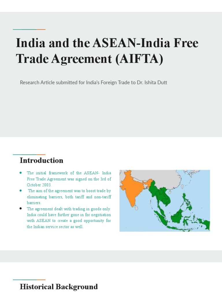 India and The ASEAN-India Free Trade Agreement (AIFTA) | PDF | Tariff ...