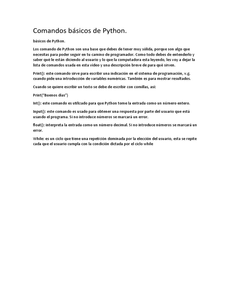 Comandos Básicos de Python | PDF