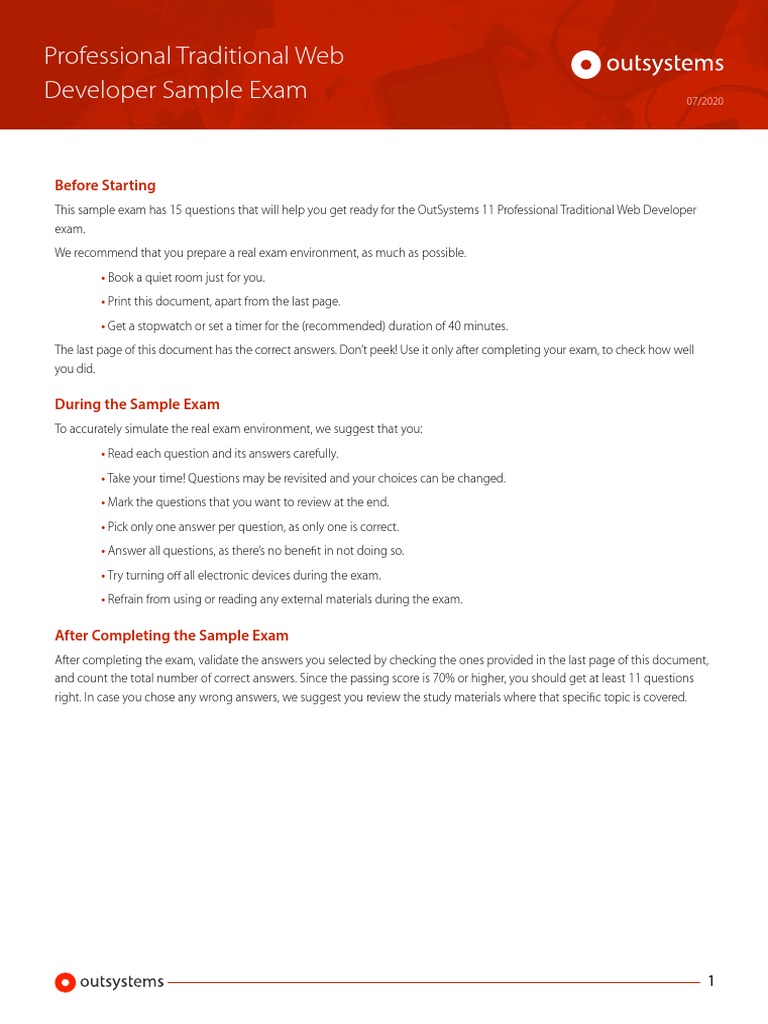 Professional Traditional Web Developer Sample Exam - EN | PDF ...