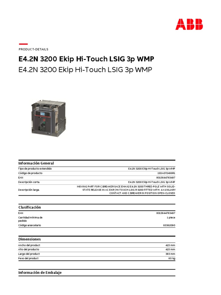 E4.2N 3200 Ekip Hi-Touch LSIG 3p WMP | PDF | Electromagnetism | Power (Physics)