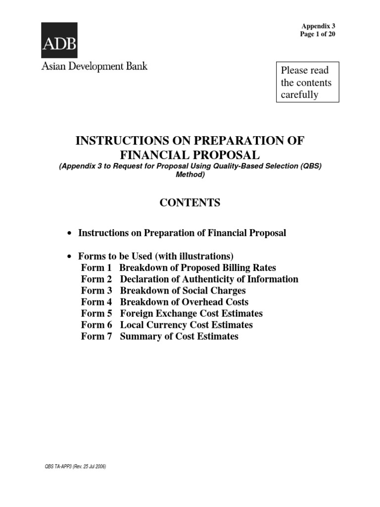 ADB Financial Proposal Guidelines | PDF | Salary | Expense