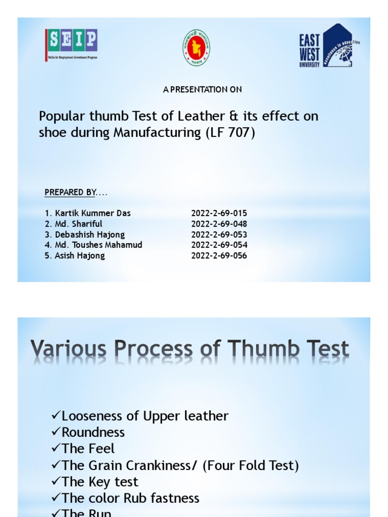 Popular Thumb Test of Leather & Its Effect On Shoe During Manufacturing ...