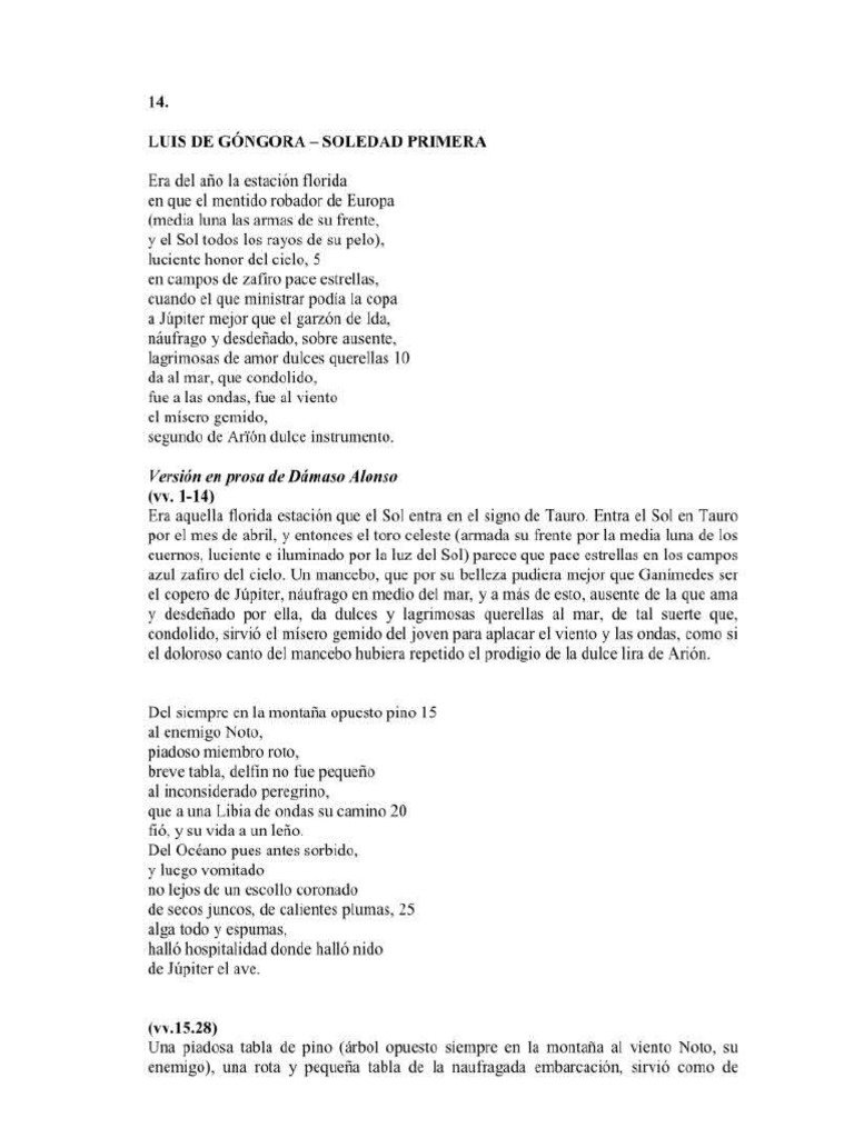 Analisis Poema Soledad Luis de Gongora | PDF