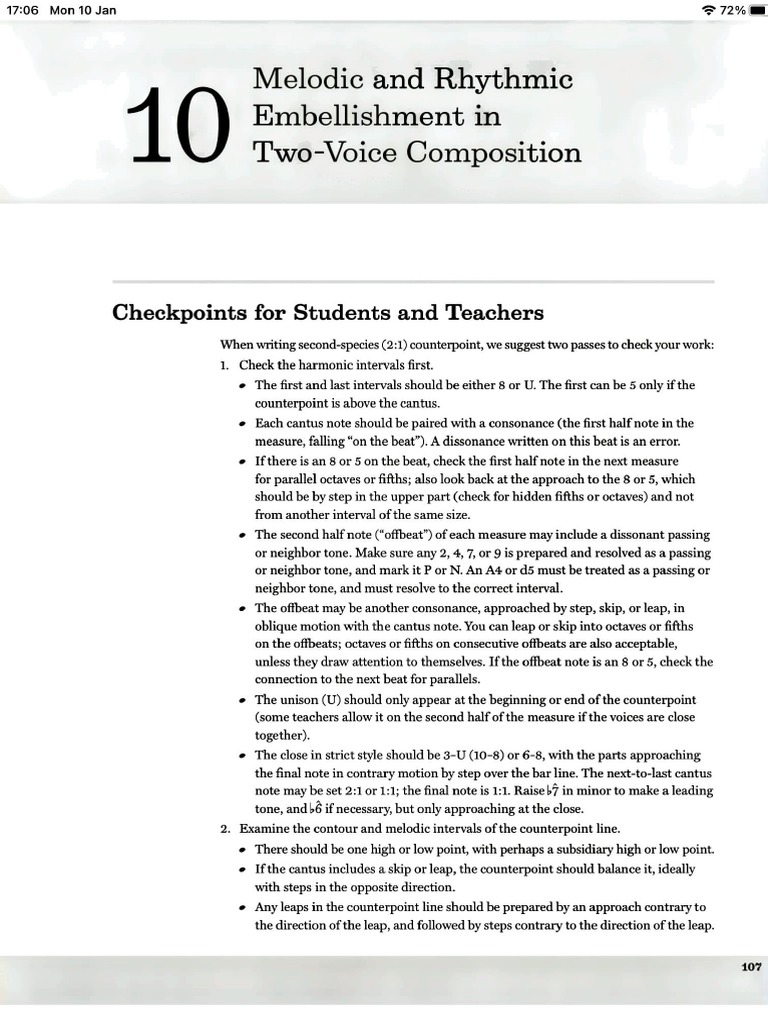 Melodic and Rhythmic Embellishment Two-Voice Composition: Checkpoints ...