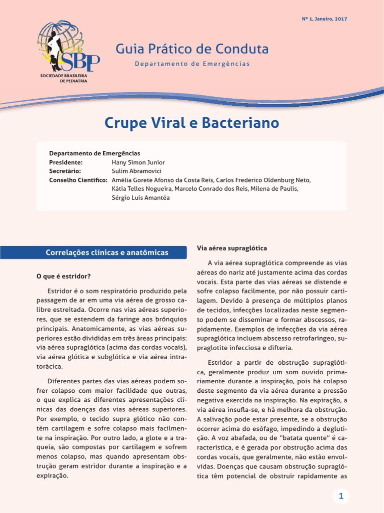 Guia Prático de Conduta do Departamento de Emergências: Crupe Viral e ...