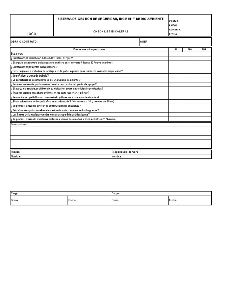 CheckList Escaleras | PDF