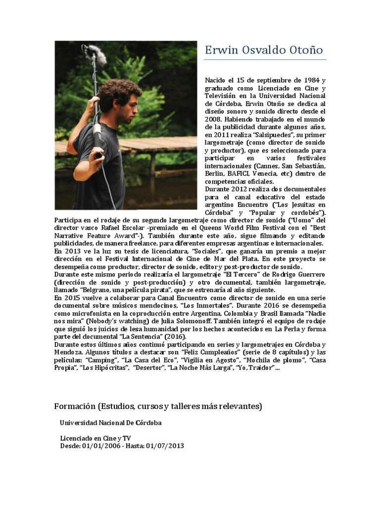 CV Erwin | PDF | Arte