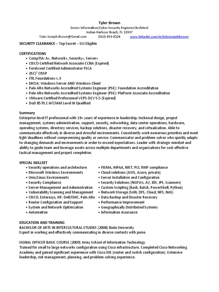 SECURITY CLEARANCE - Top Secret - SCI Eligible Certifications | PDF ...