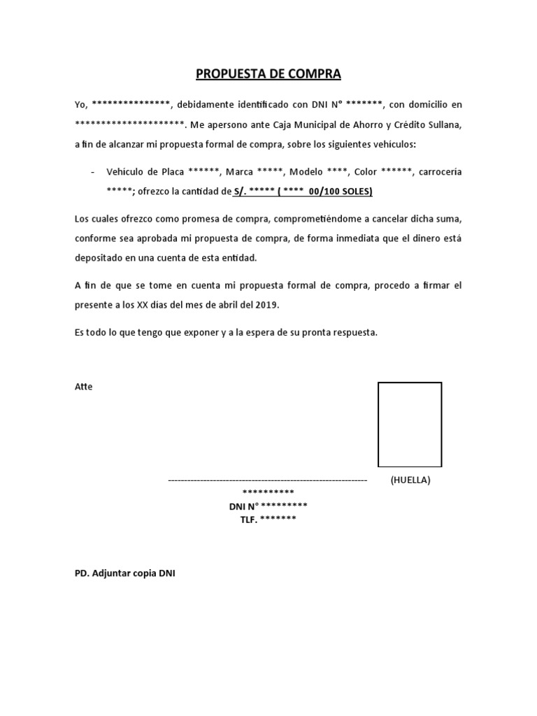 Modelo Propuesta de Compra | PDF