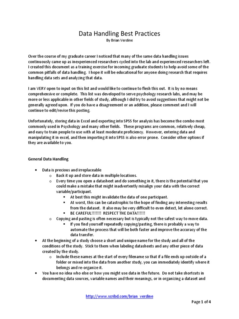 Data Handling Best Practices | PDF | Spss | Microsoft Excel