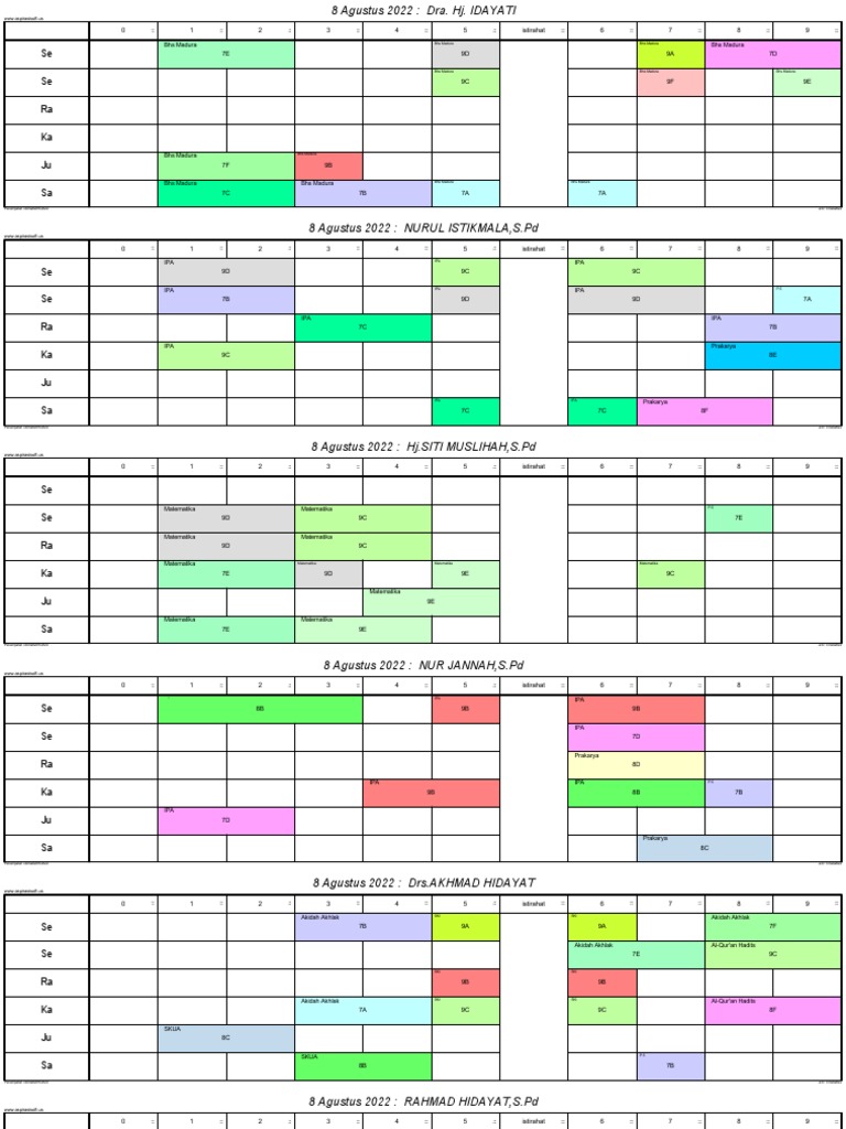 Guru - Jadwal - 8 Agustus 2022 | PDF