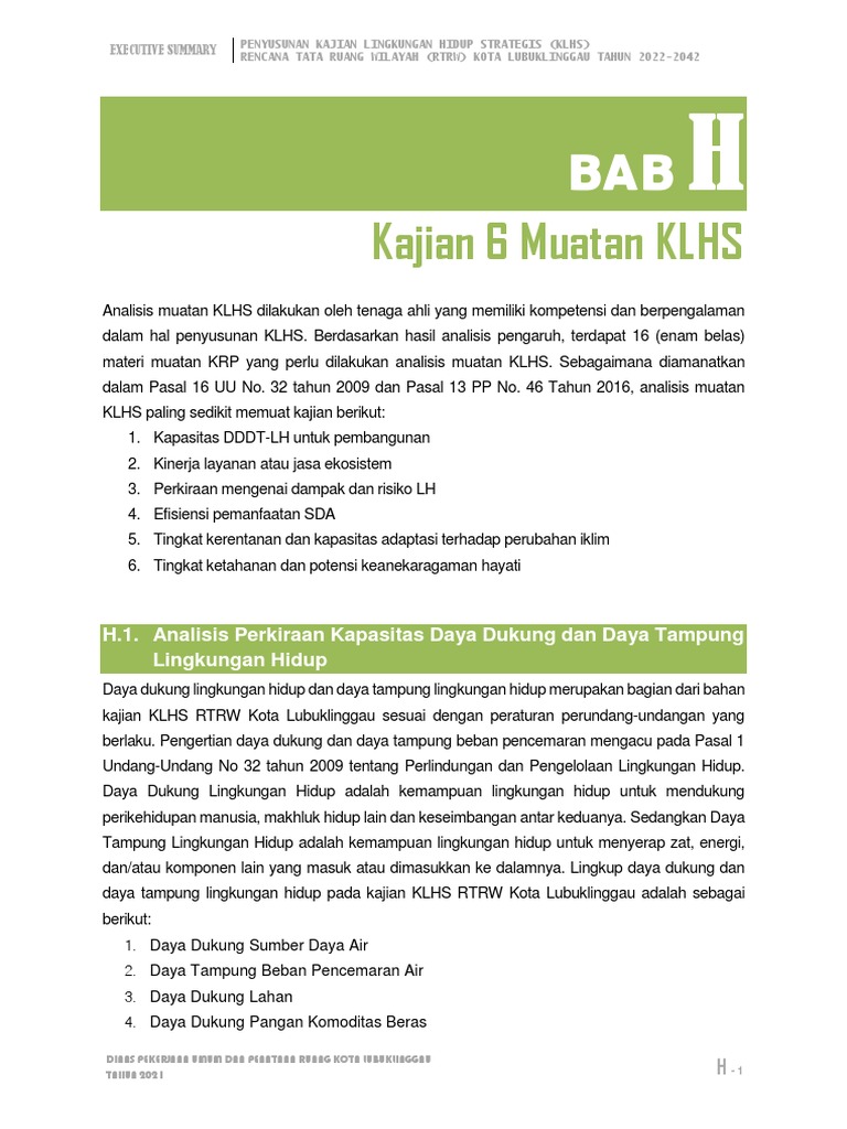 H - Kajian Muatan KLHS - Akhir | PDF | Sains & Matematika