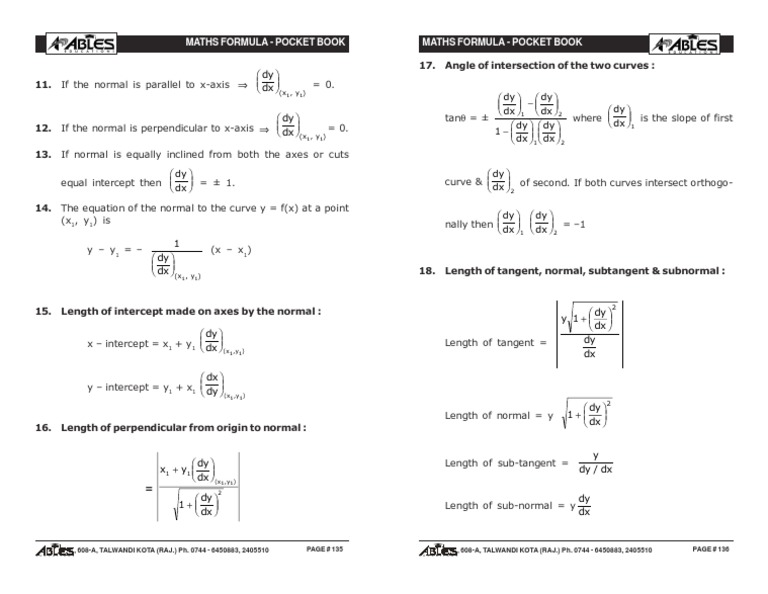 Maths Formula Pocket Book Maths Formula-Page68 | PDF | Perpendicular ...