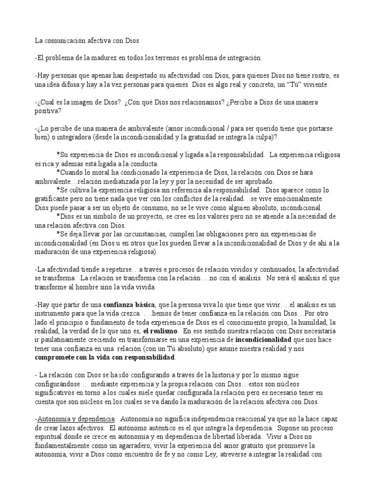La Comunicación Afectiva Con Dios | PDF | Experiencia | Dios